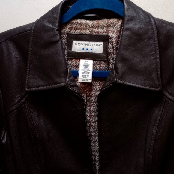 Covington | Jackets & Coats | Covington 0 Leather Brown Bomber Jacket ...
